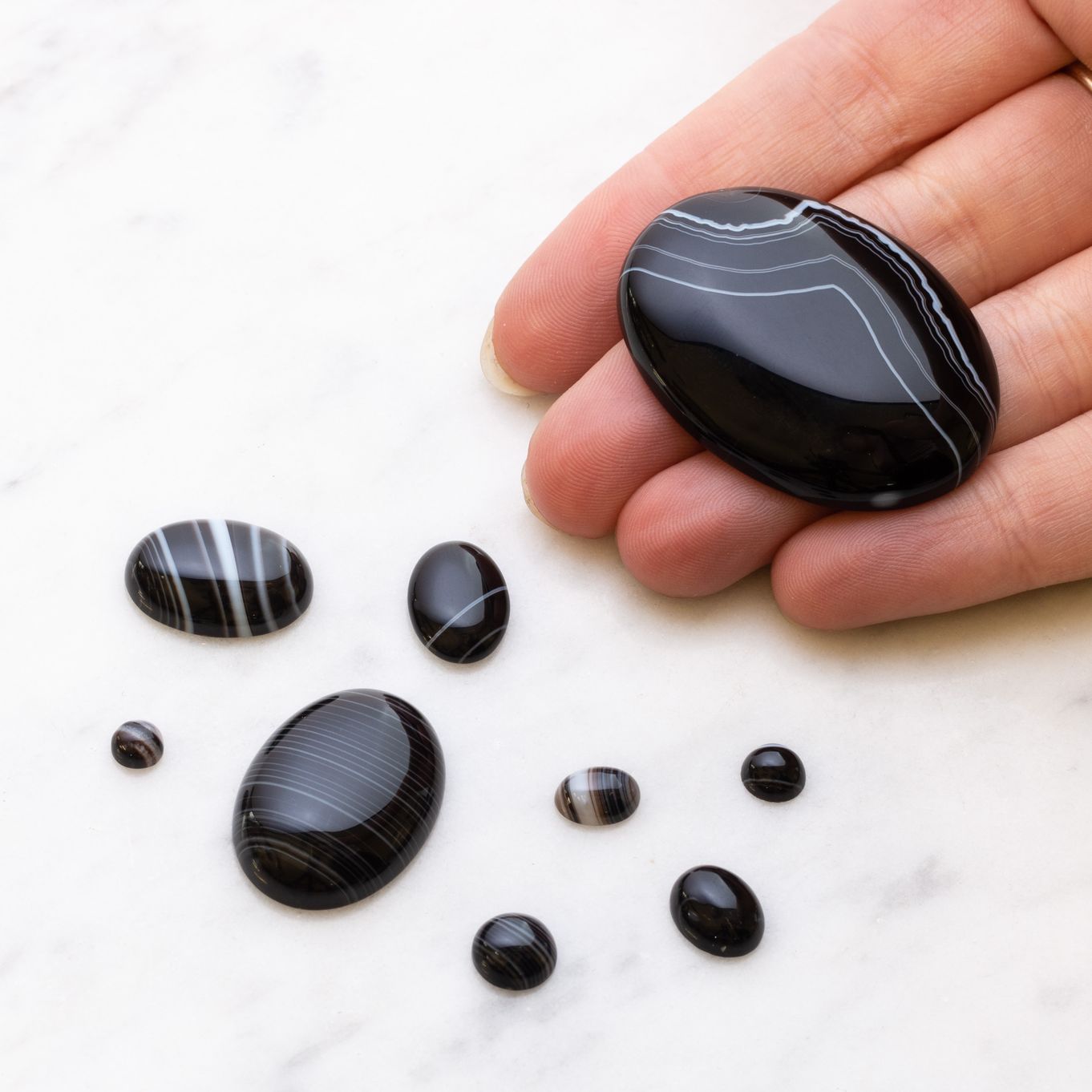 Black Banded Agate Cabochons | Kernowcraft