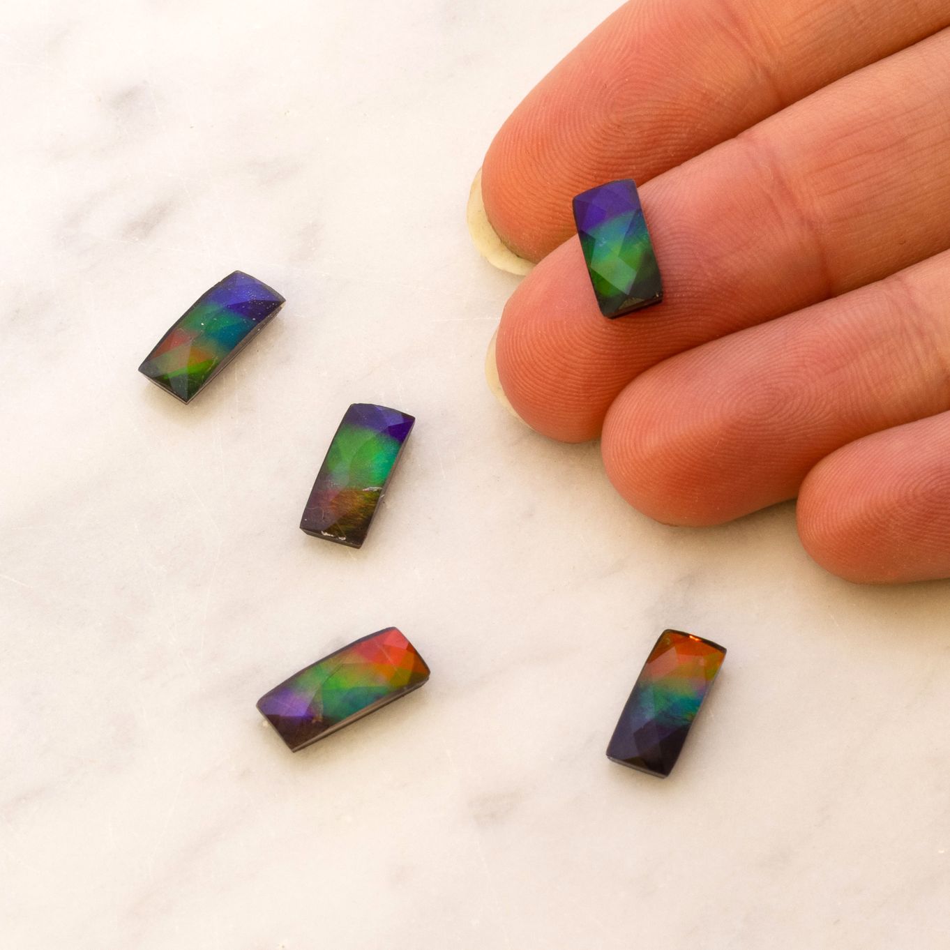 Ammolite Triplet Faceted Rectangular Cabochons | Kernowcraft