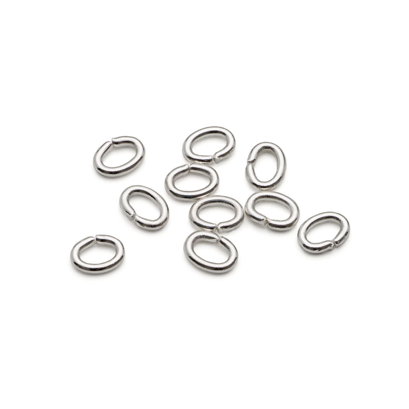 Plated 6x4mm Oval Jump Rings (Pack of 50)