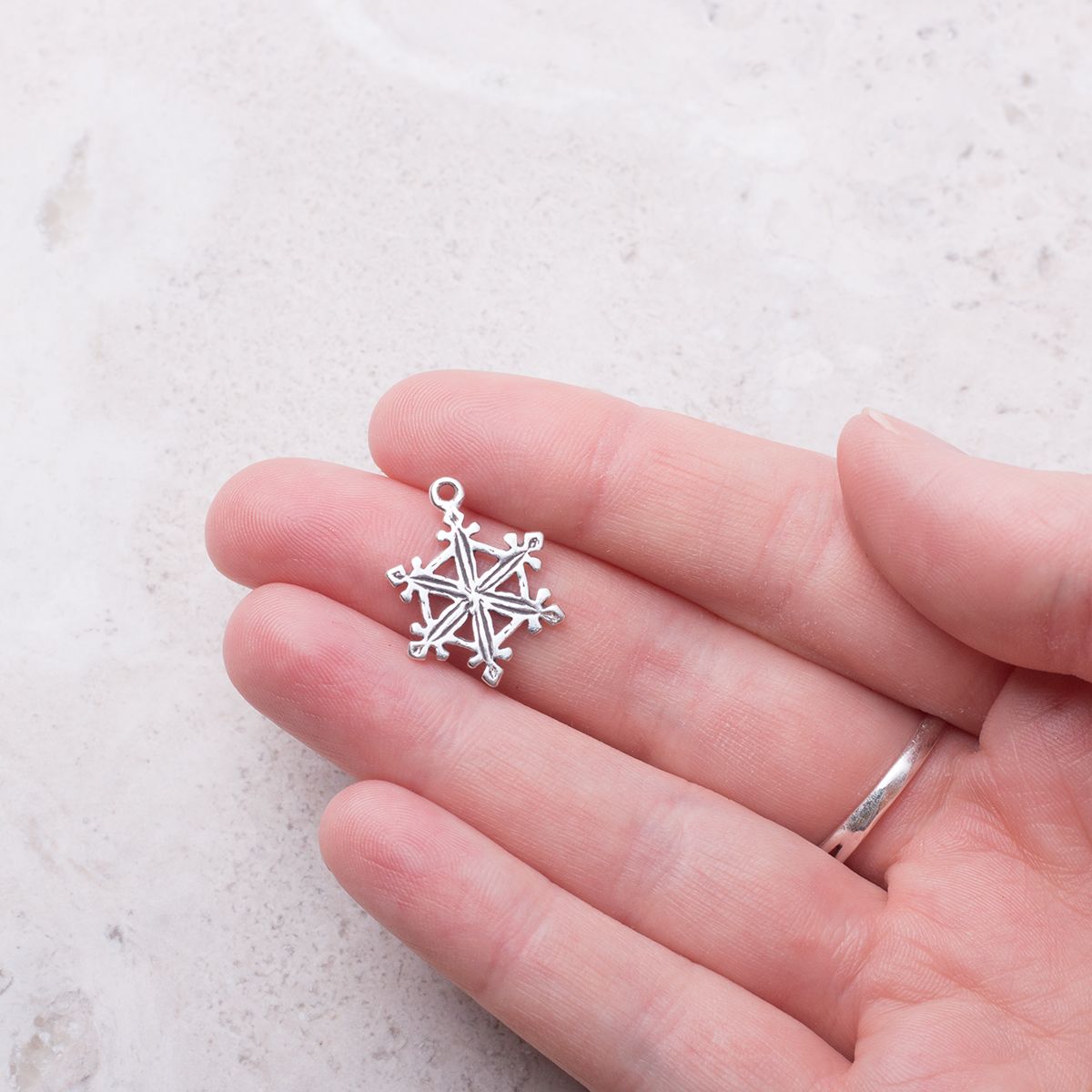 Sterling Silver Snowflake Charm | Kernowcraft