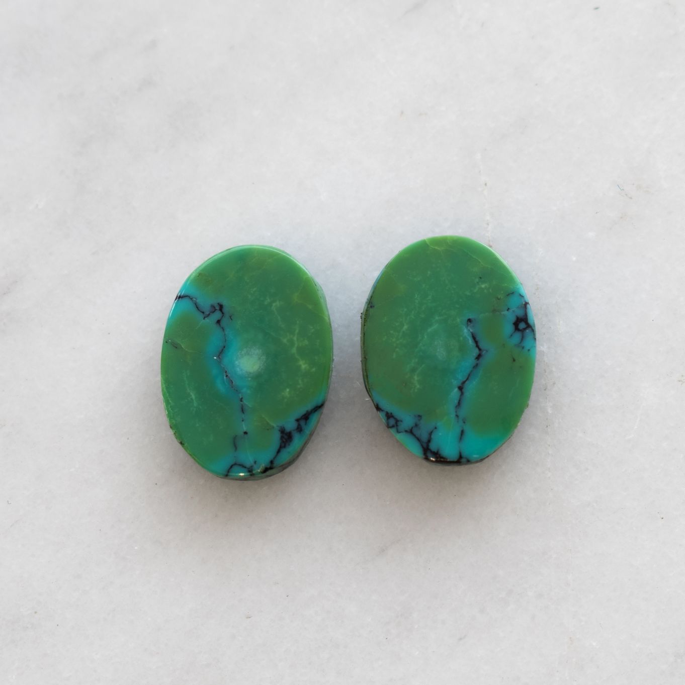 Pair of Chinese Turquoise Freeform Cabochons | Kernowcraft