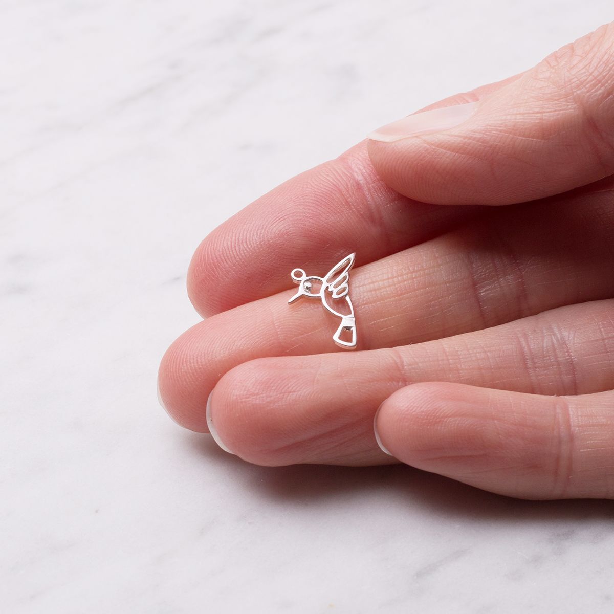 Sterling Silver Open Hummingbird Charm