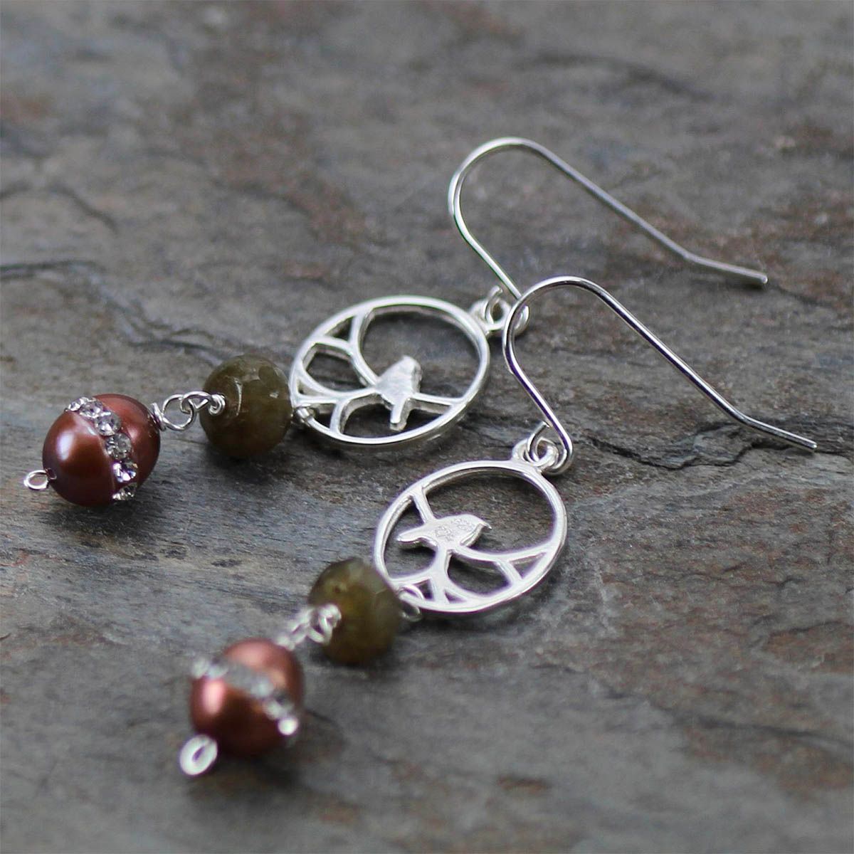 Sterling Silver Oval Nightingale Bird Pendant Charm