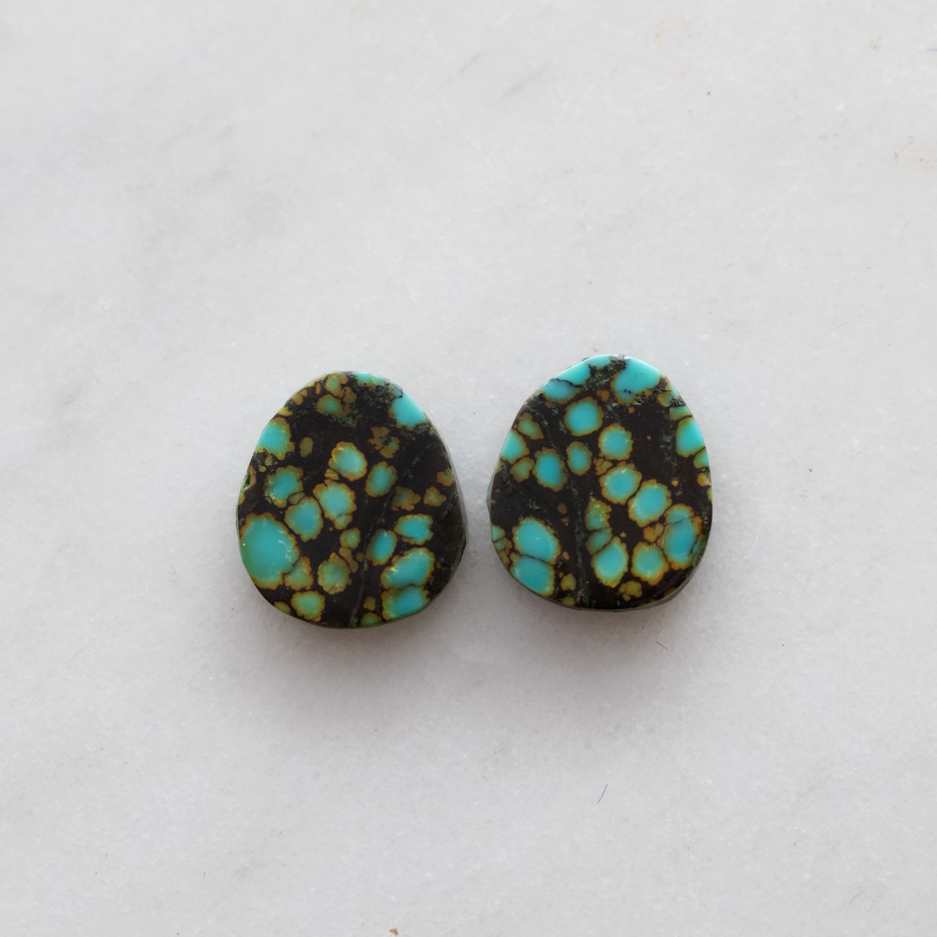 Pair of Chinese Turquoise Freeform Cabochons | Kernowcraft