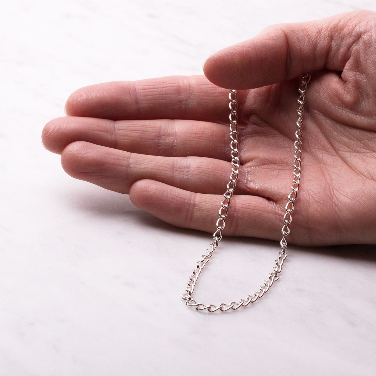 Silver Plated Large Open Curb Chain, Per Metre