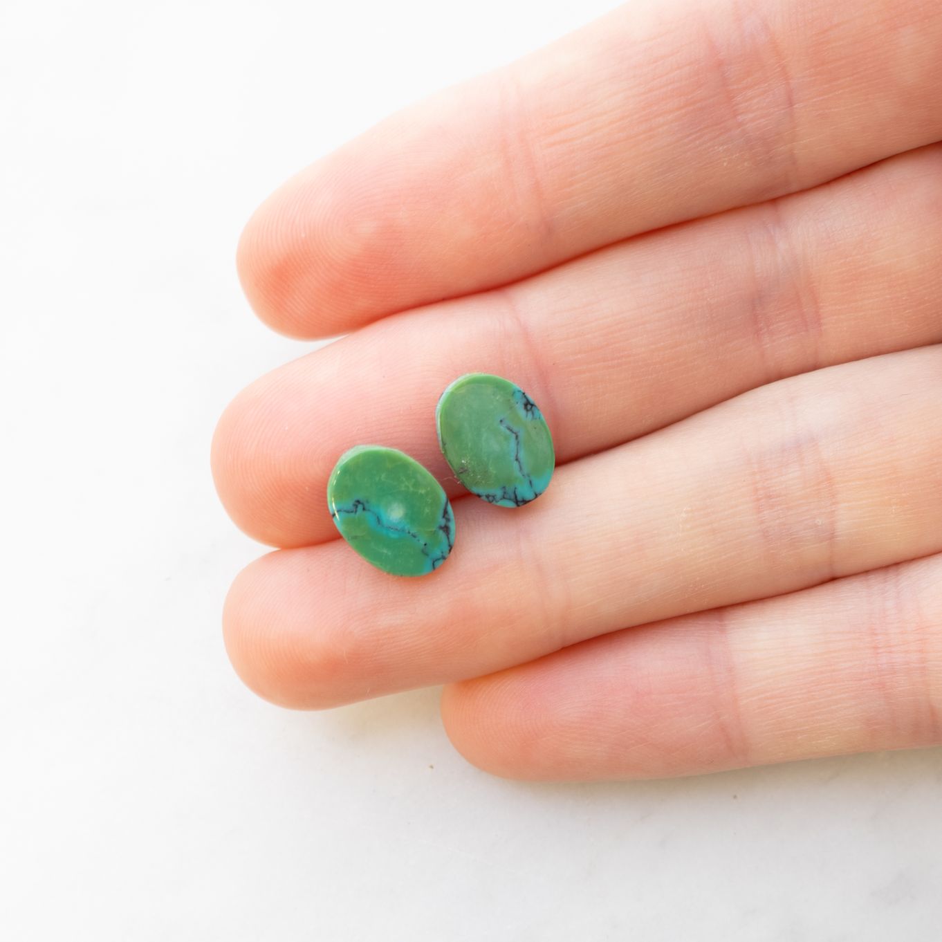 Pair of Chinese Turquoise Freeform Cabochons | Kernowcraft