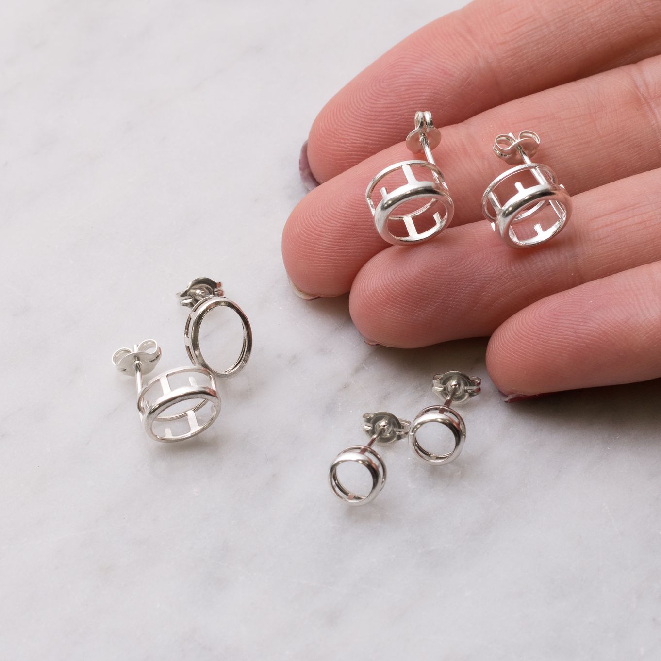 Sterling Silver Backset Stud Earring Settings (Pair)