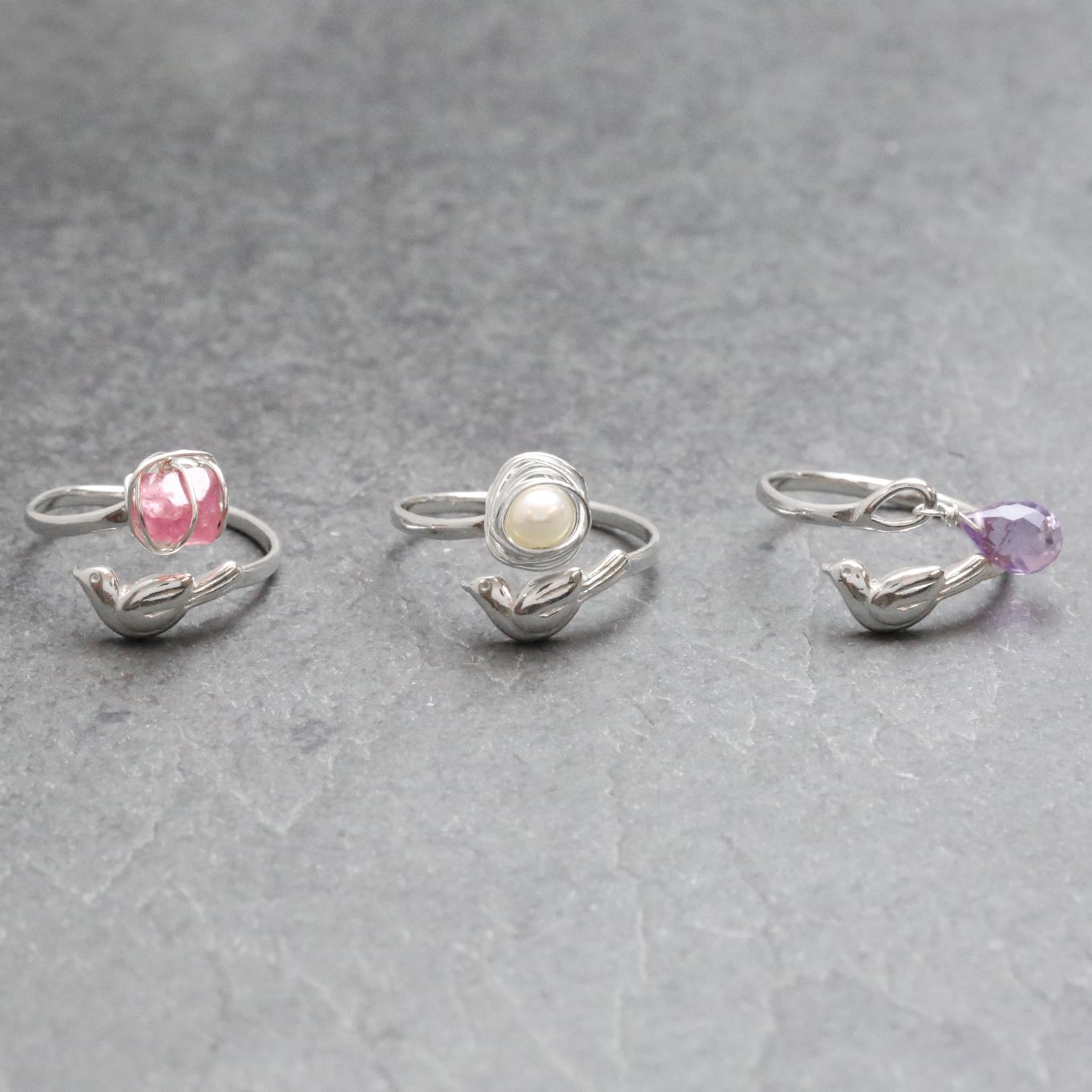 Sterling Silver Adjustable Magpie Ring with Loop