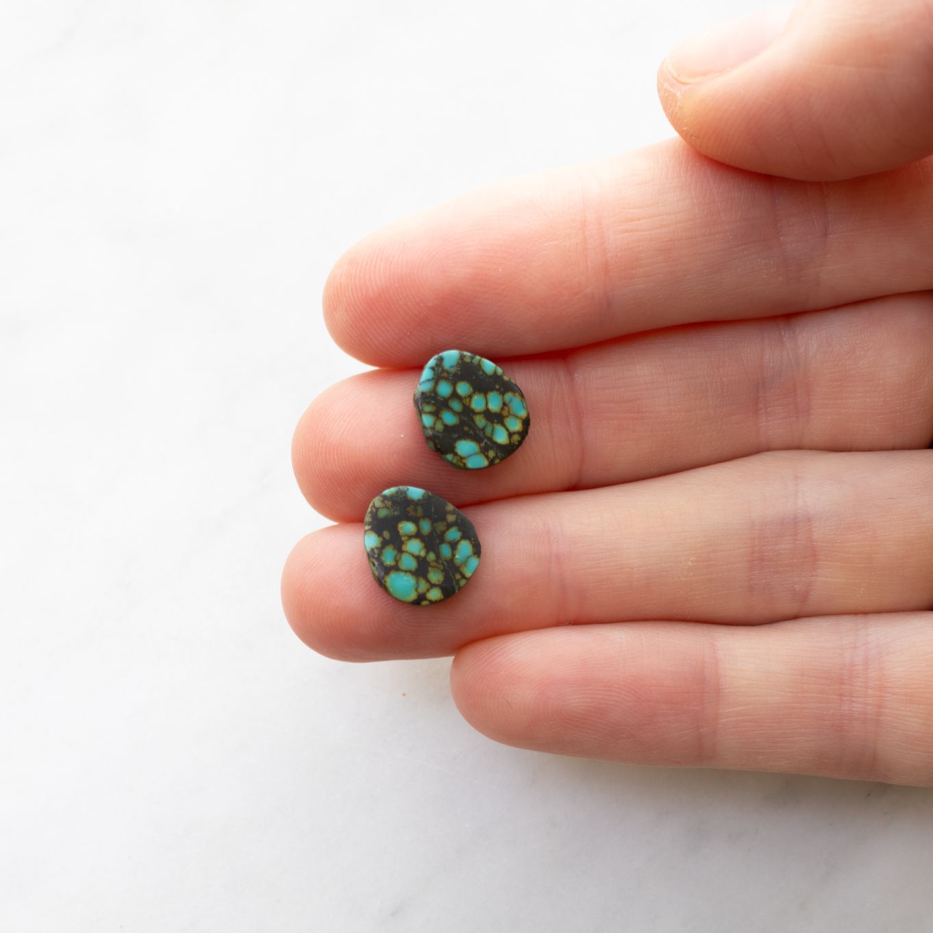 Pair of Chinese Turquoise Freeform Cabochons | Kernowcraft