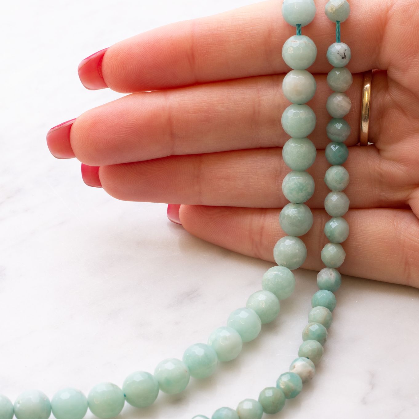 Amazonite Faceted Round Beads | Kernowcraft