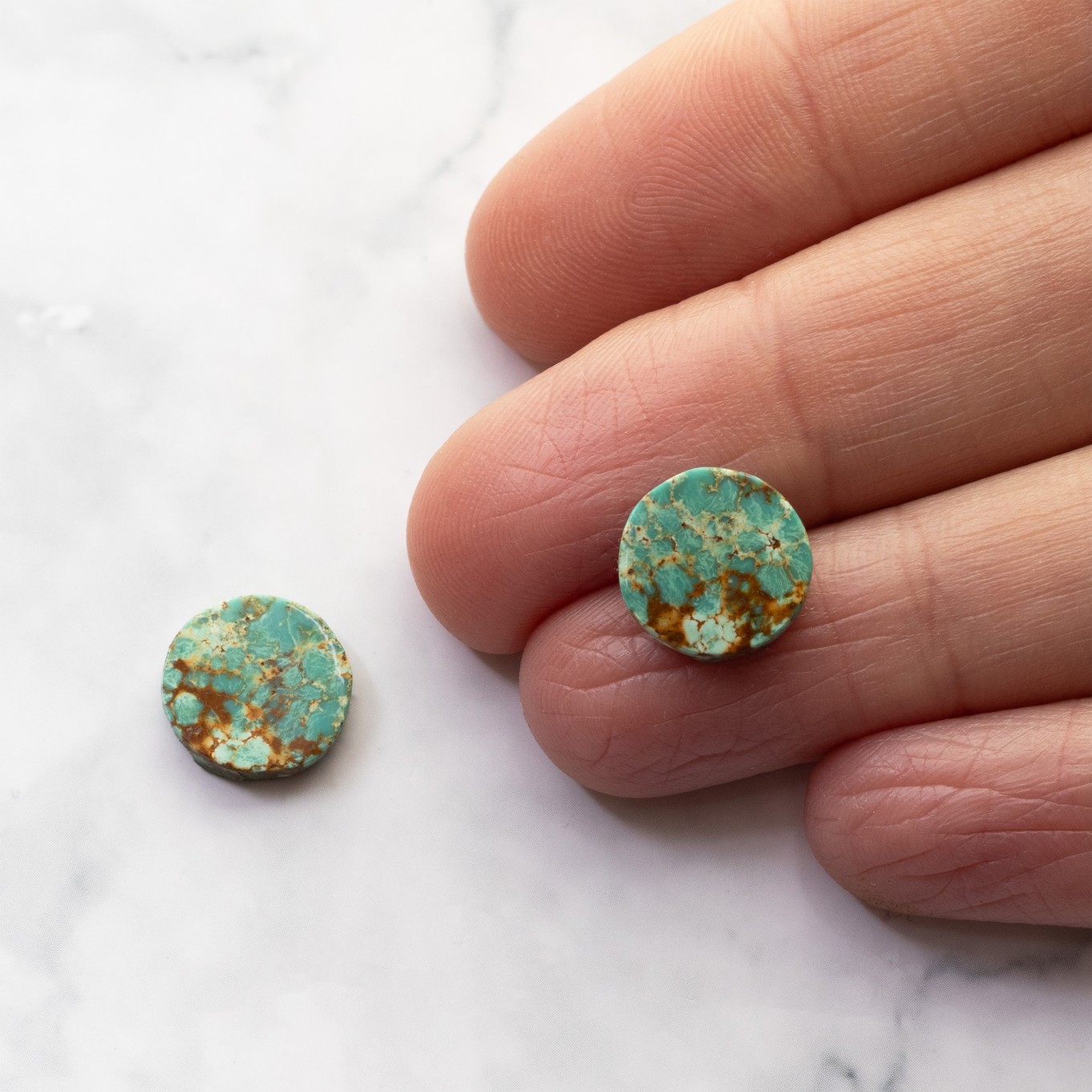 Pair of Chinese Turquoise Freeform Cabochons | Kernowcraft